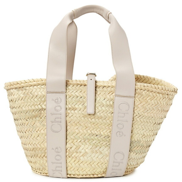 Chloe | Bags | Chloe Raffia Woven Tote Bag Beige White | Poshmark